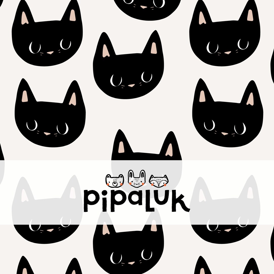 Black Cat Faces Seamless Repeat Pattern // for Commercial Use - Etsy