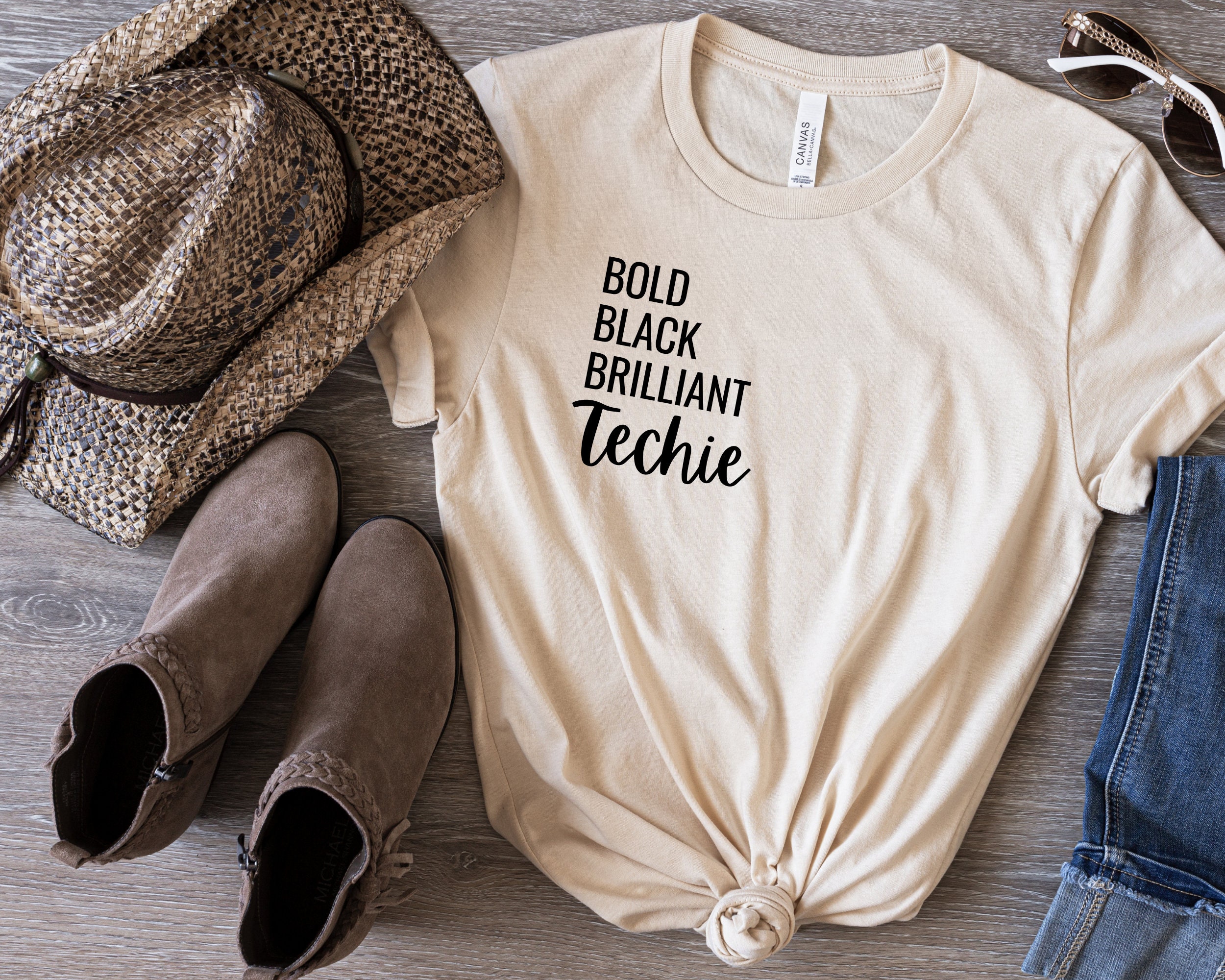 Bold Black Brilliant Techie Shirt Woman in Technology Tech - Etsy