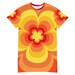 T-shirt Dress for Women, Funky Exploding Sunny Flower Design, Orange ...