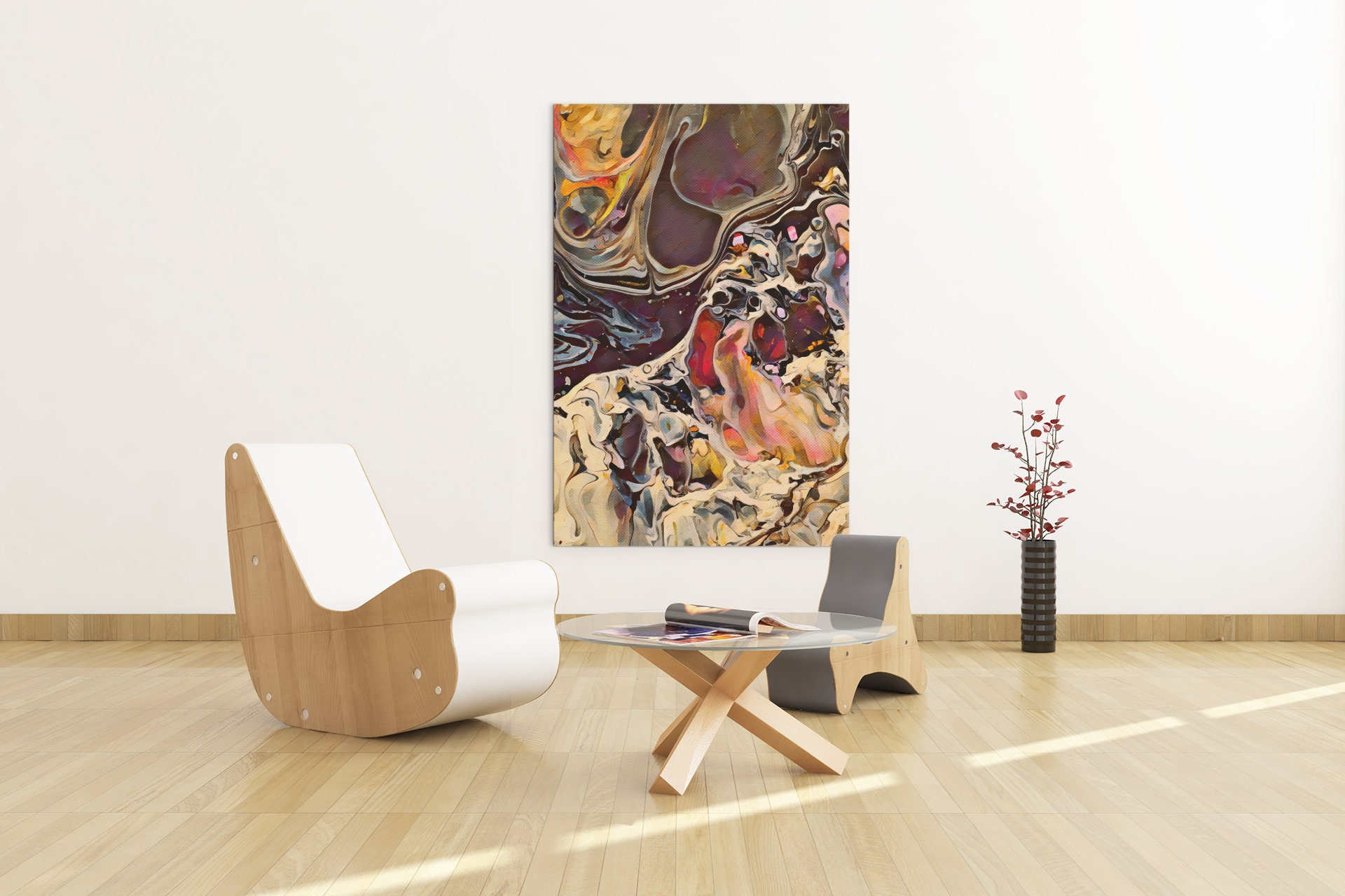 Unique Abstract Wall Art Print, Black Multi Colors, Abstract Art Poster ...