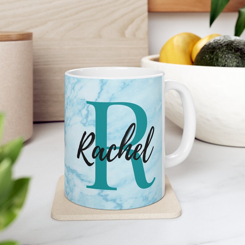 Personalized Name and Initial Mugs - Women and Men - White Ceramic ...