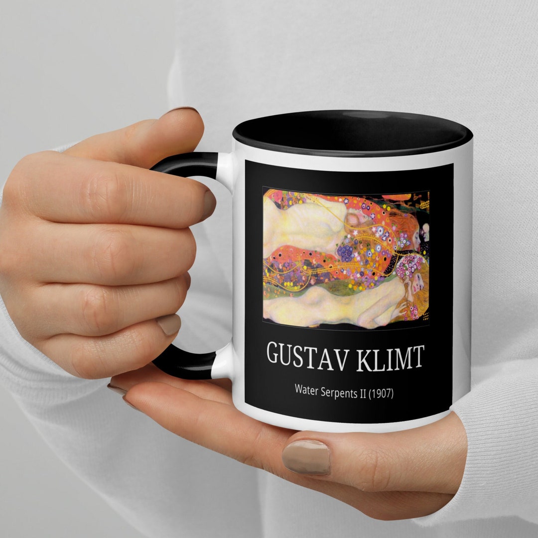 Color Accented Ceramic Coffee Mugs - Famous Art Cups - Gustav Klimt ...