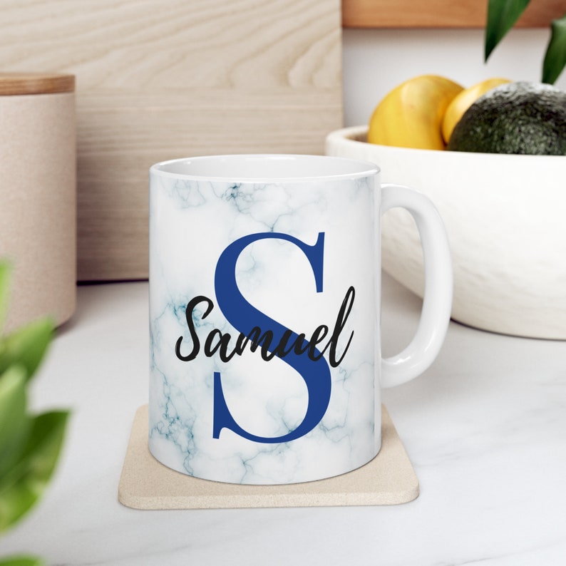 Personalized Name and Initial Mugs - Women and Men - White Ceramic ...