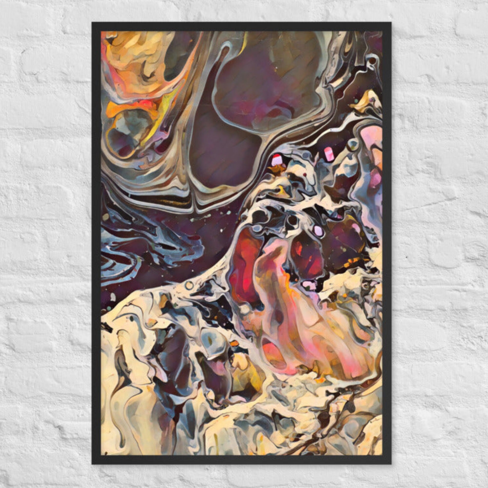 Unique Abstract Wall Art Print, Black Multi Colors, Abstract Art Poster ...