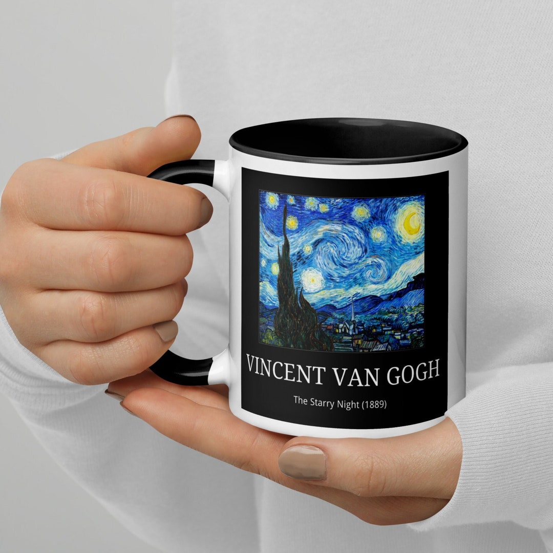 Color Accented Ceramic Coffee Mugs - Famous Art Cup - Vincent Van Gogh ...