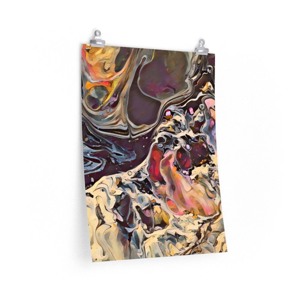 Unique Abstract Wall Art Print, Black Multi Colors, Abstract Art Poster ...