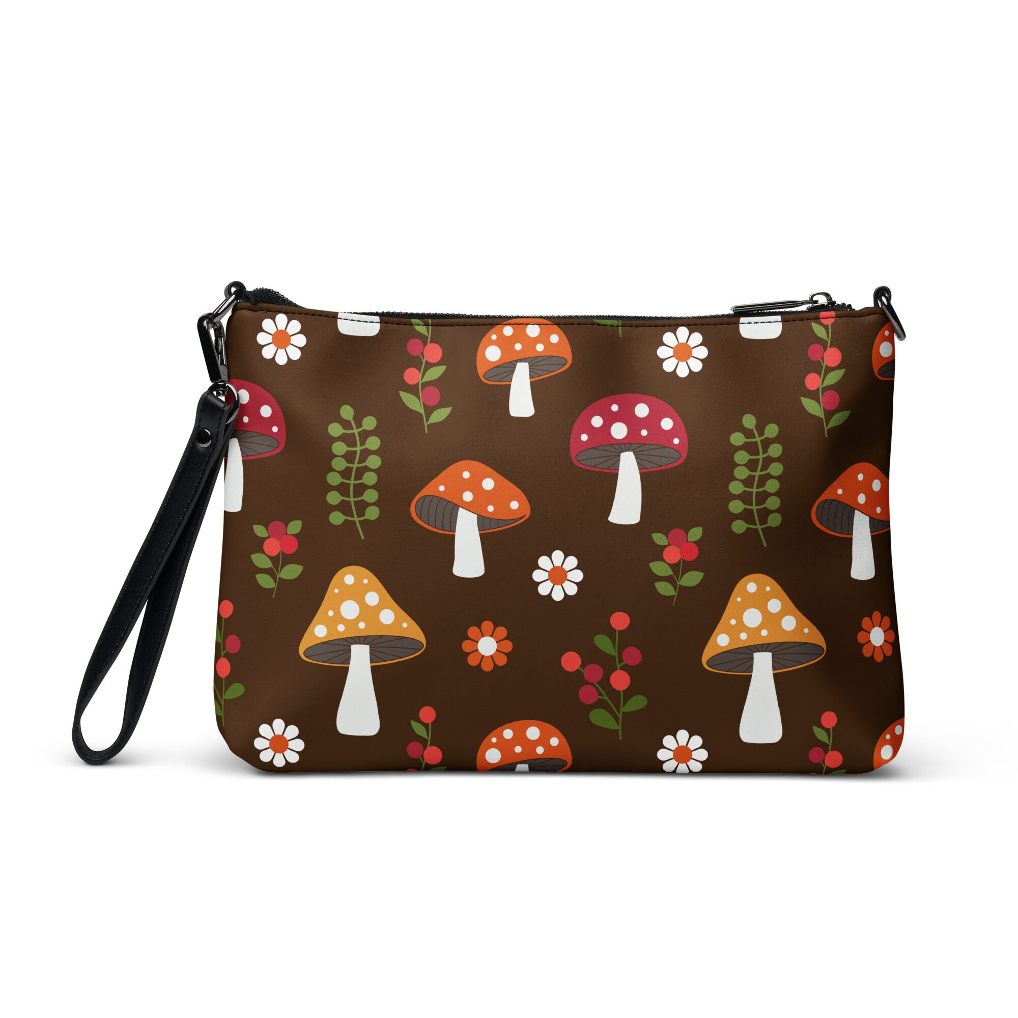 Mushrooms Crossbody Shoulder Bag - Cottagecore - Mushroom and Floral ...
