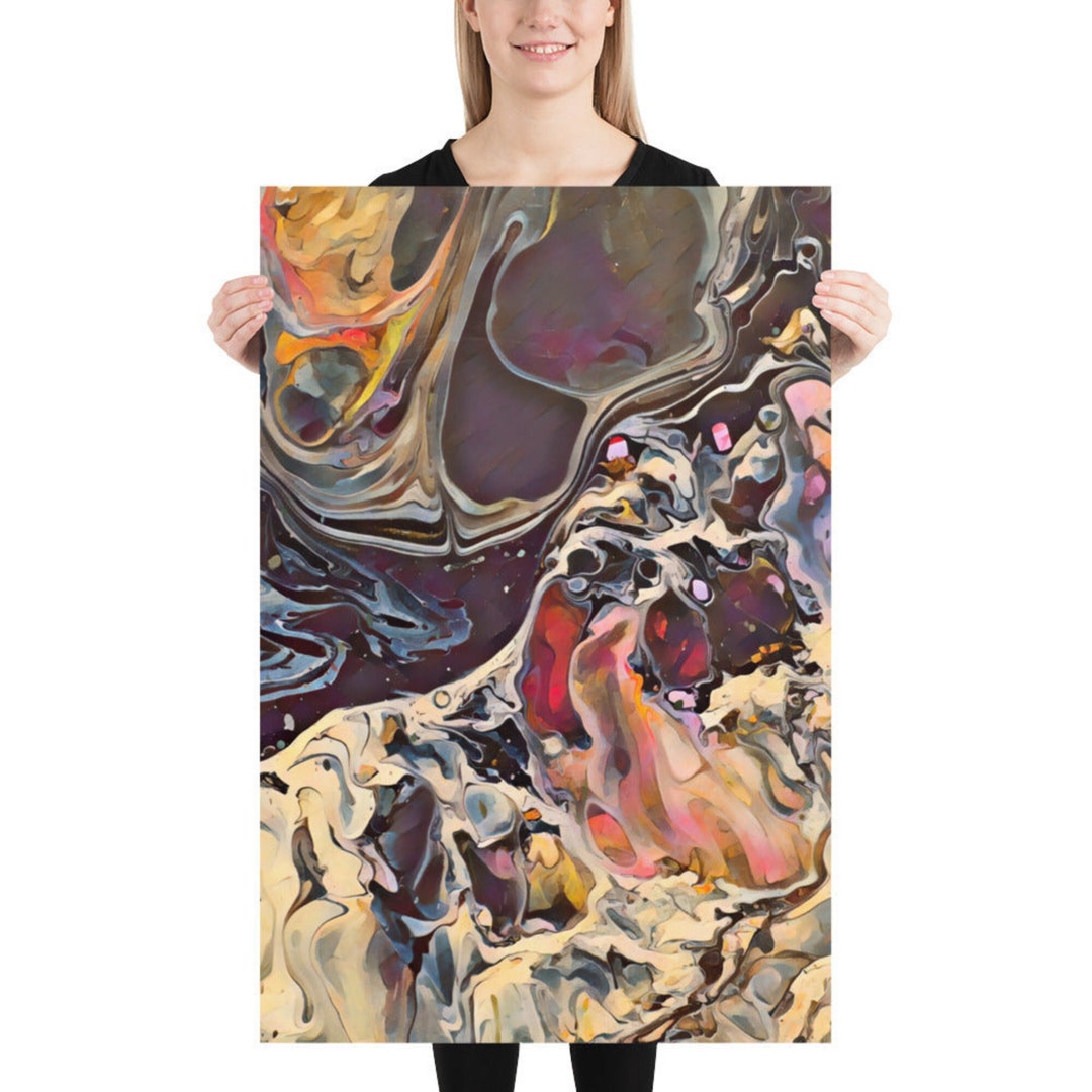 Unique Abstract Wall Art Print, Black Multi Colors, Abstract Art Poster ...