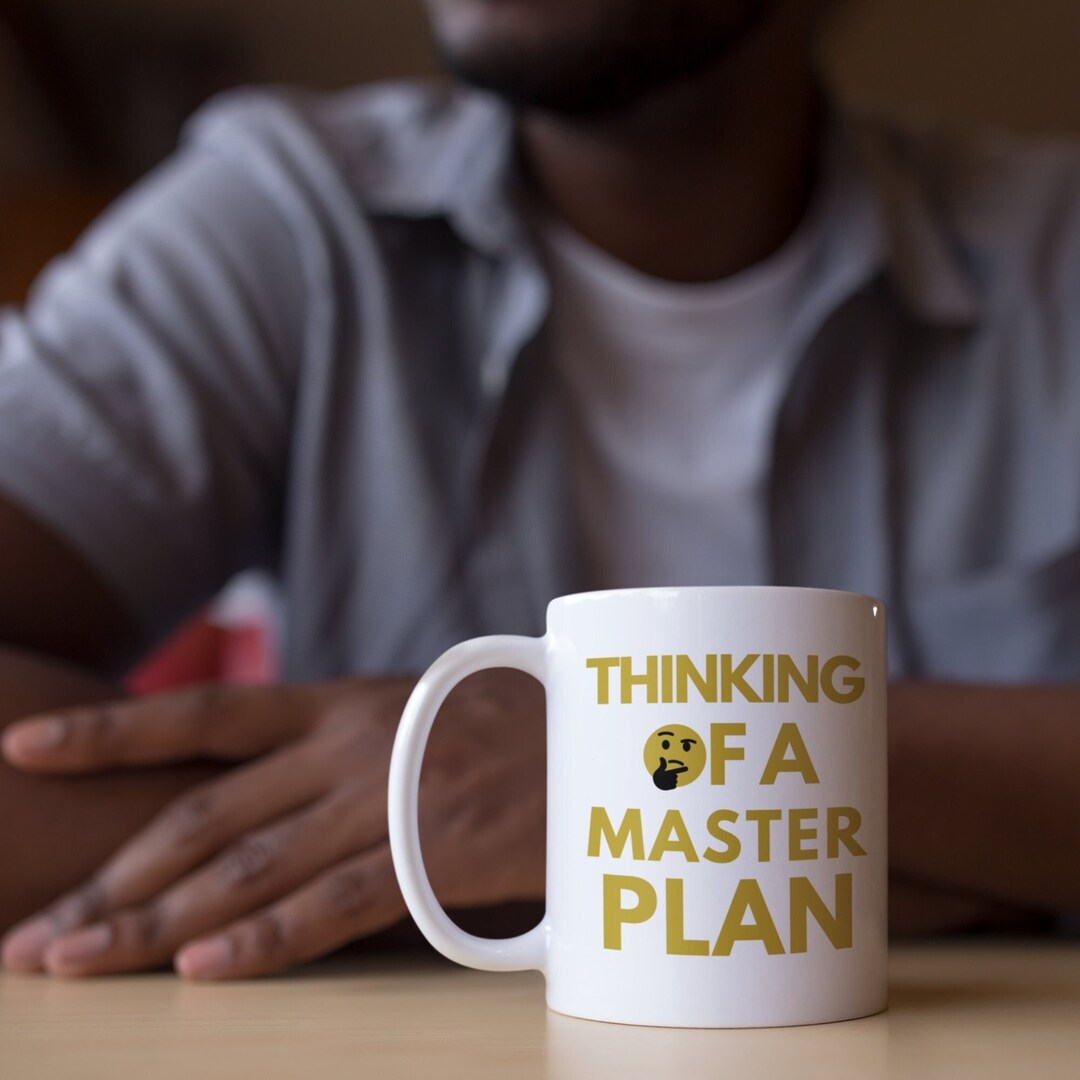 Master Plan Ceramic Coffee Mugs - White and Black Cups - 11 Oz & 15 Oz ...