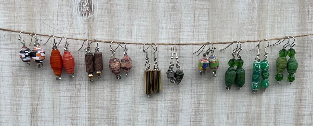 Handmade Paper Bead Earrings From Uganda - Etsy