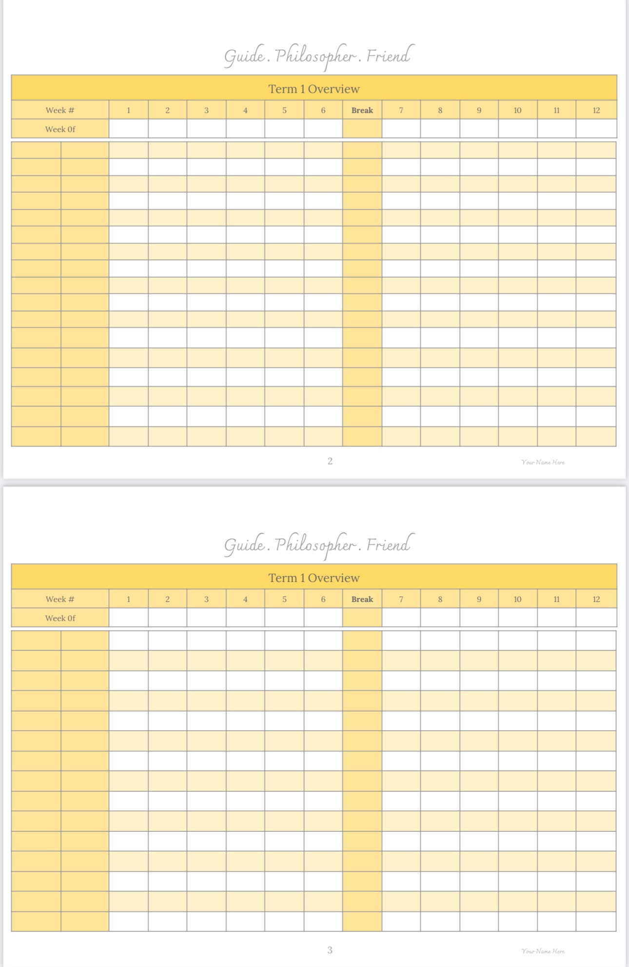 Term Overview Templates and Example - Yellow - Etsy