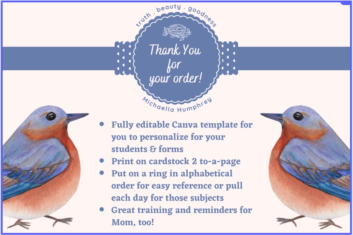 Editable Subject Procedure Cards - Etsy