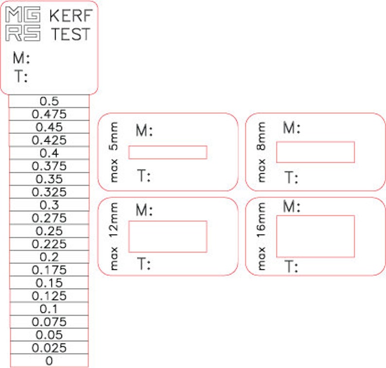 Kerf Test/tool for Laser Cutter. Materials up to 16mm (5/8'') [digital ...