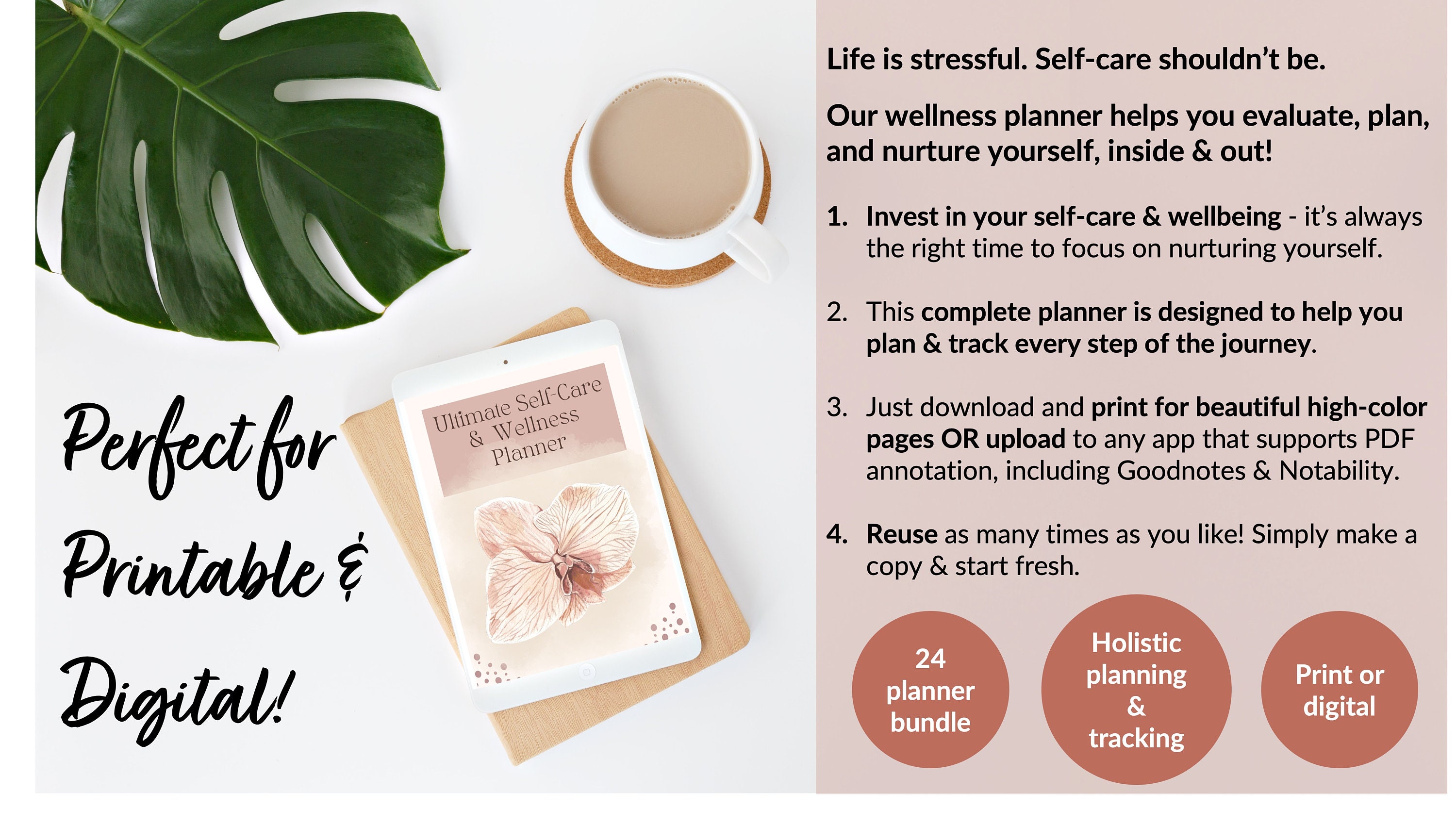 Self-care Wellbeing Planner | Self Care Checklist | Self-care Journal ...