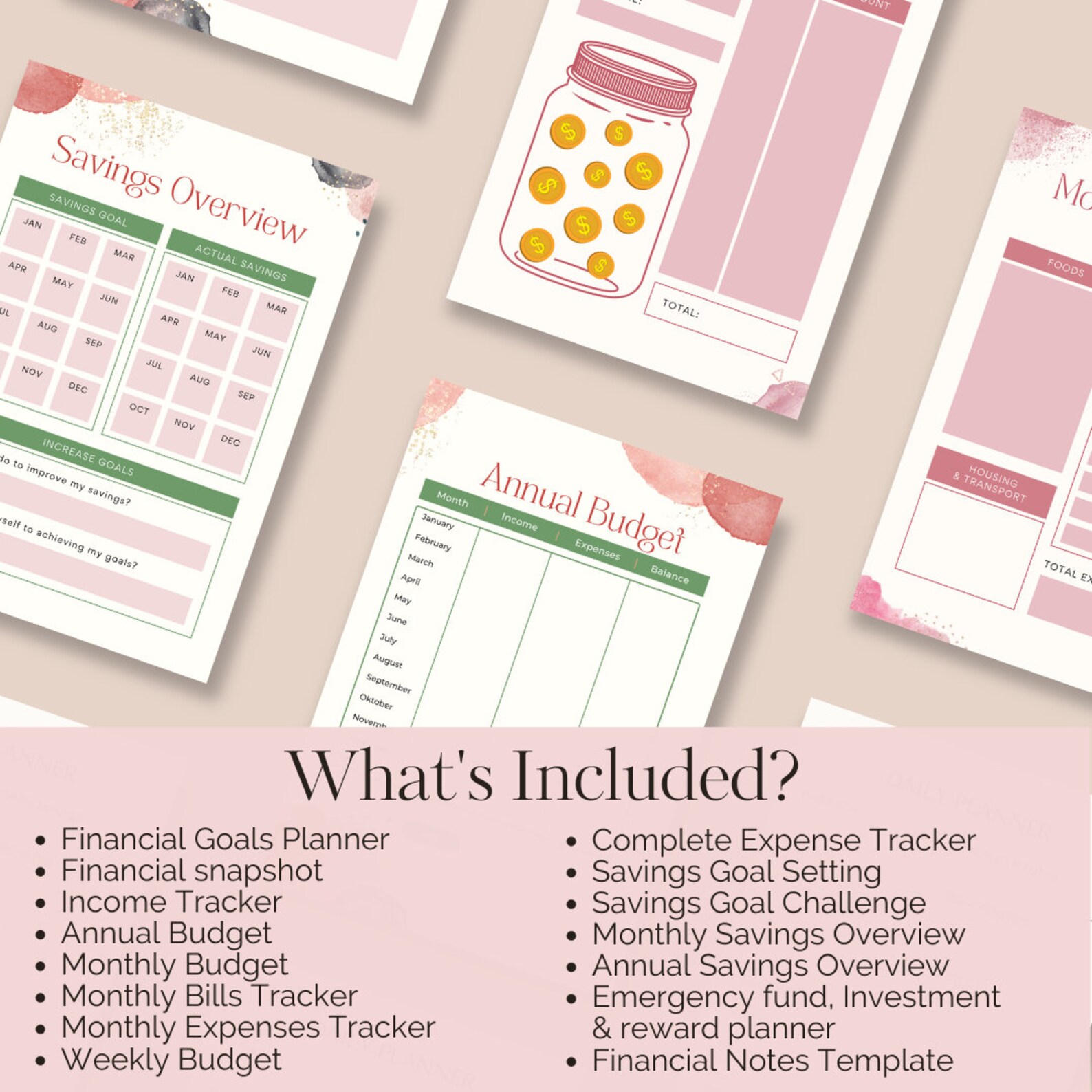 Printable Financial & Budget Planner Template | Deluxe Watercolor ...
