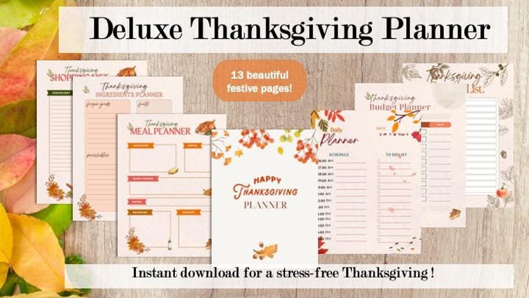 Printable Thanksgiving Planner! Beautiful & Festive Deluxe Planner Pack ...