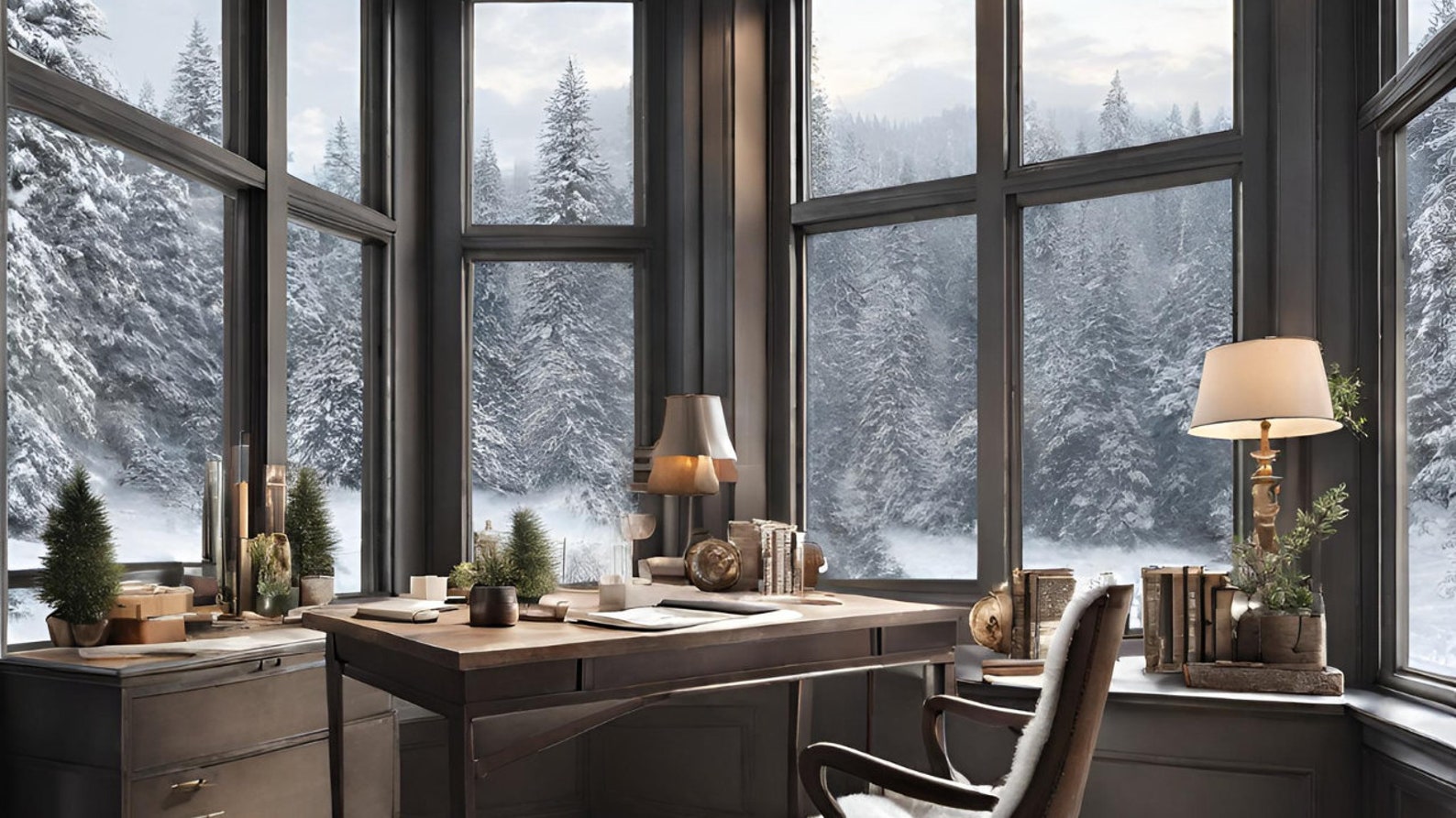 Zoom Background | Winter Home Office | Set of 12 Aesthetic Virtual ...