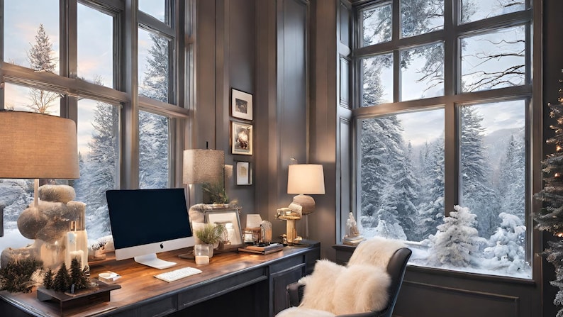 Zoom Background | Winter Home Office | Set of 12 Aesthetic Virtual ...