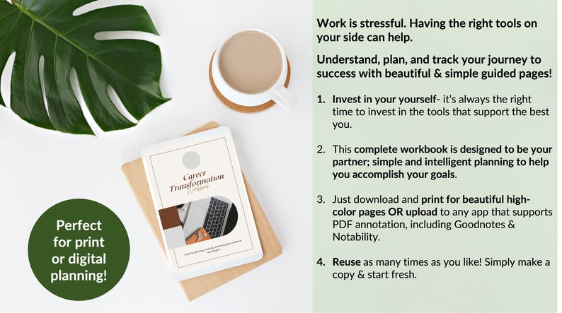 Career Planning Workbook Guide & Template | Digital or Printable Use ...