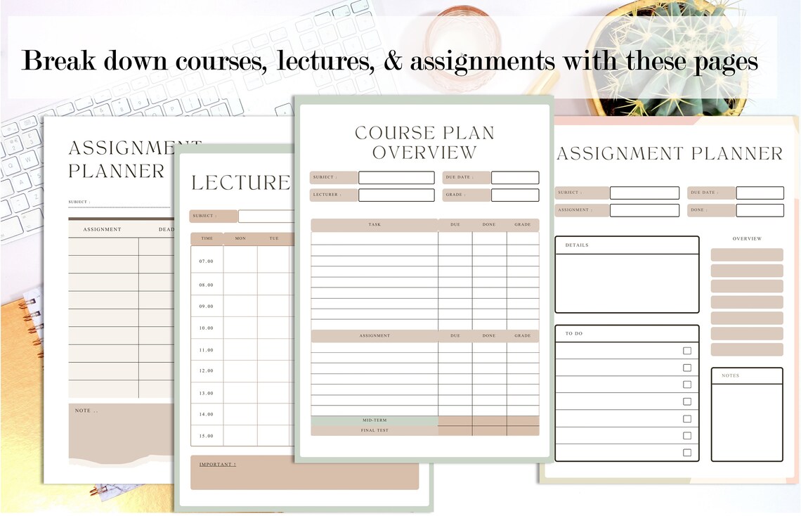 Deluxe Student Planner Printable Academic Planner Study Planner Course ...