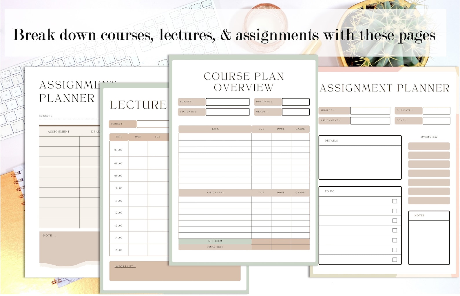 Deluxe Student Planner Printable Academic Planner Study Planner Course ...