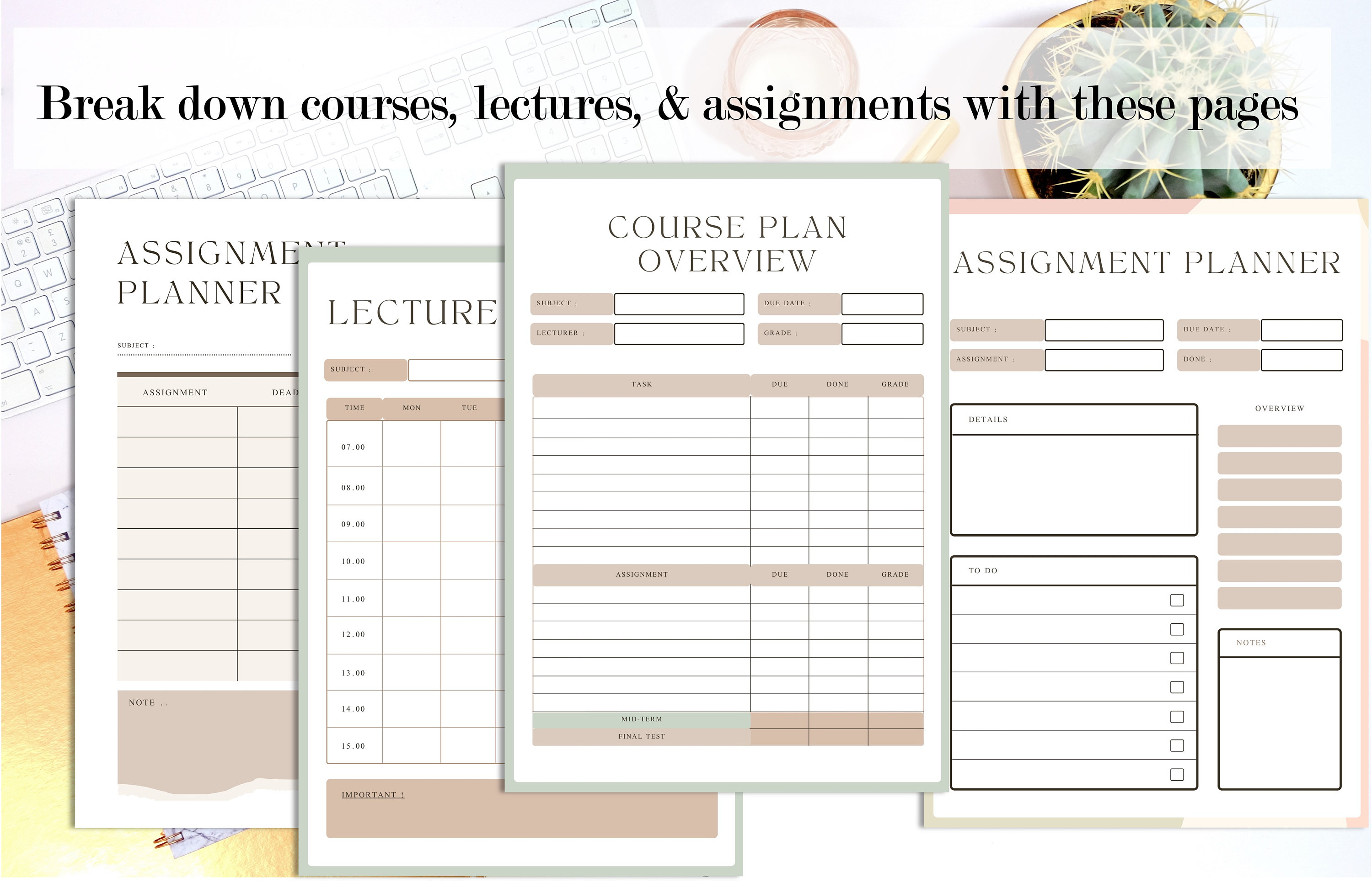 Deluxe Student Planner Printable Academic Planner Study Planner Course ...
