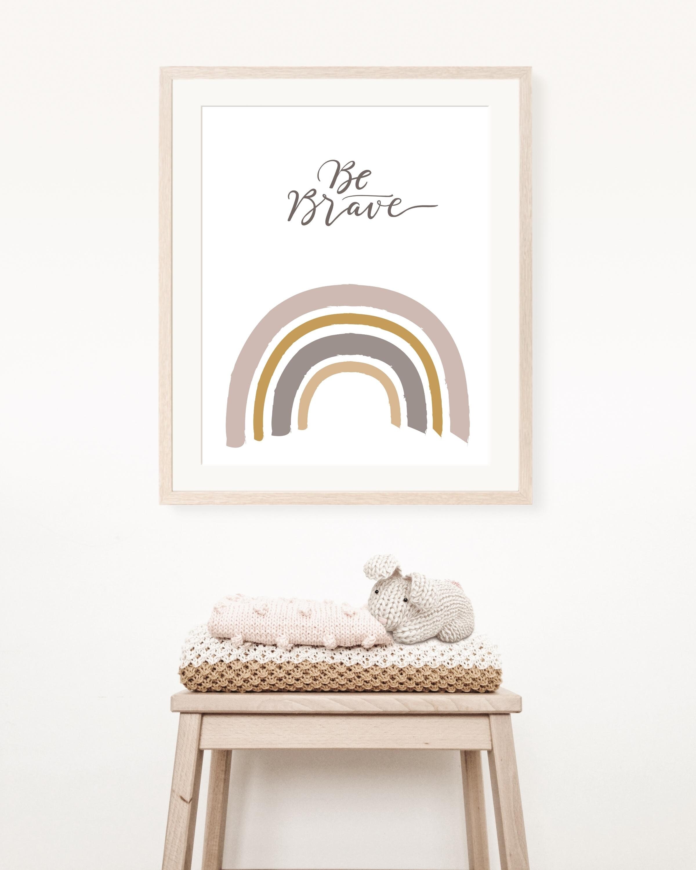 Rainbow Be Brave Nursery Printable Wall Art Rainbow Print Nursery Decor ...