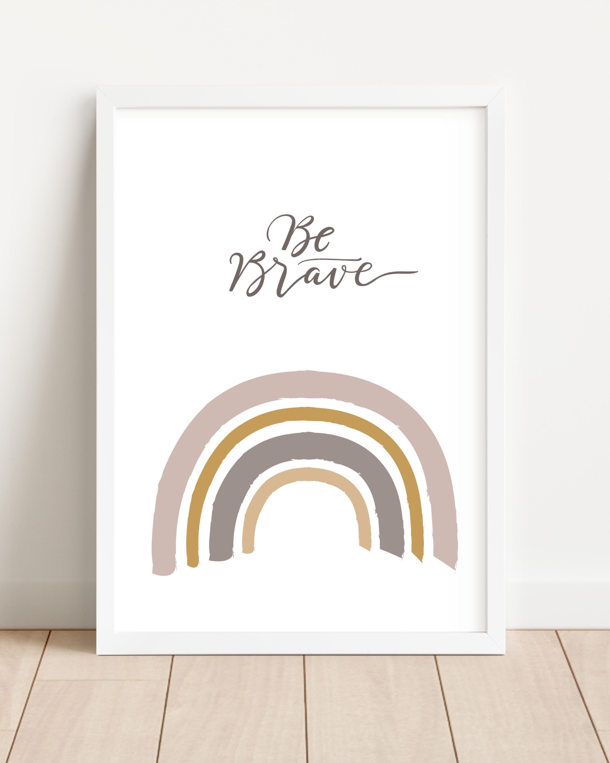 Rainbow Be Brave Nursery Printable Wall Art Rainbow Print Nursery Decor ...