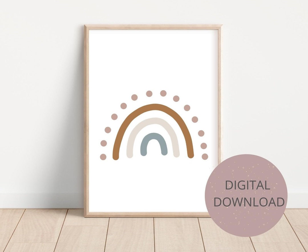 Rainbow Boho Nursery Printable Wall Art Rainbow Print Nursery Decor ...