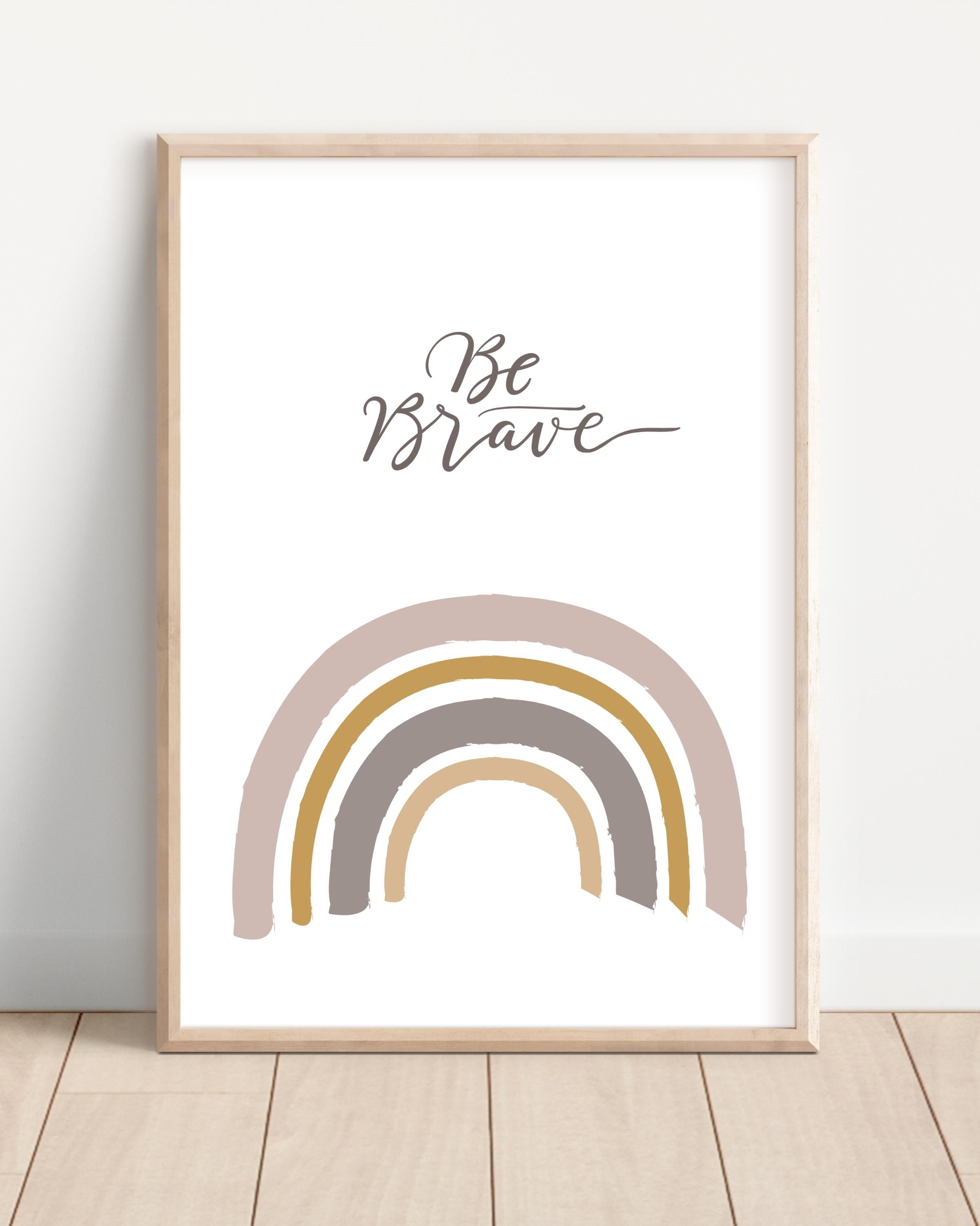 Rainbow Be Brave Nursery Printable Wall Art Rainbow Print Nursery Decor ...