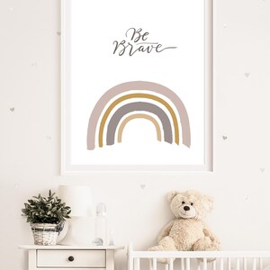 Rainbow Be Brave Nursery Printable Wall Art Rainbow Print | Etsy