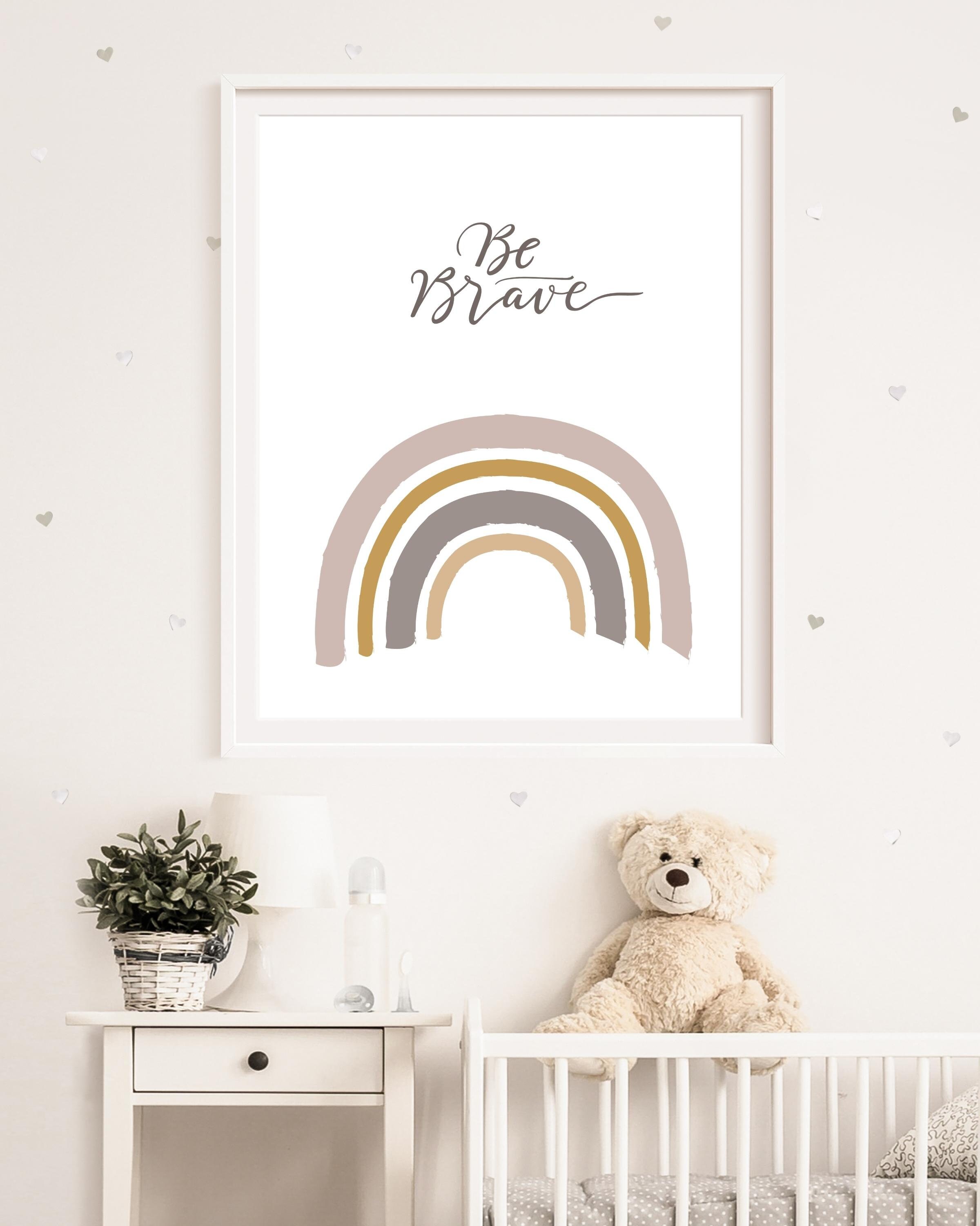 Rainbow Be Brave Nursery Printable Wall Art Rainbow Print Nursery Decor ...