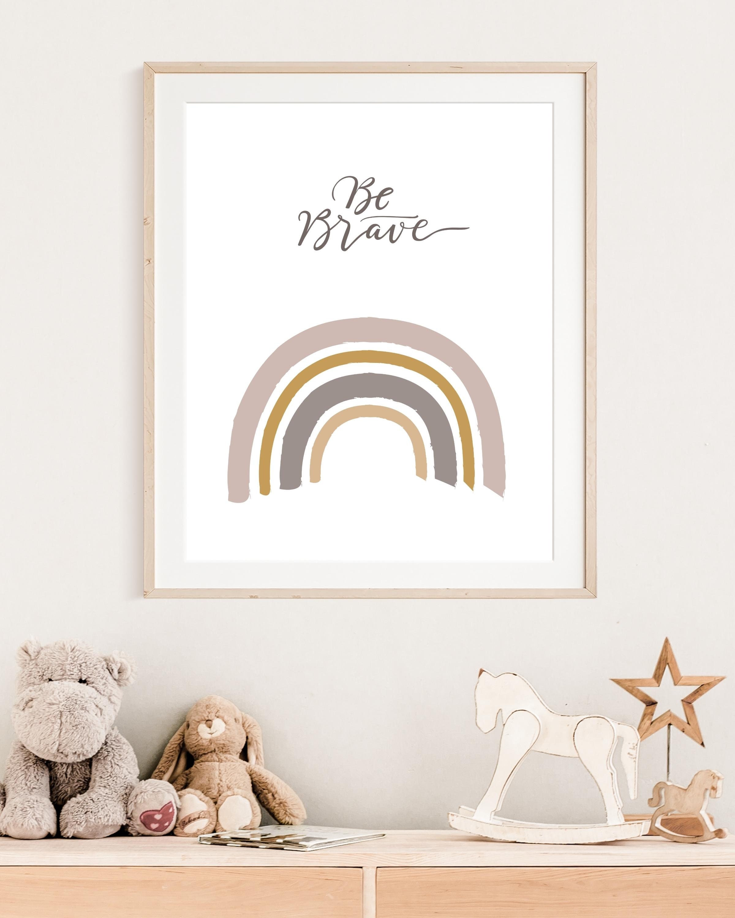 Rainbow Be Brave Nursery Printable Wall Art Rainbow Print Nursery Decor ...