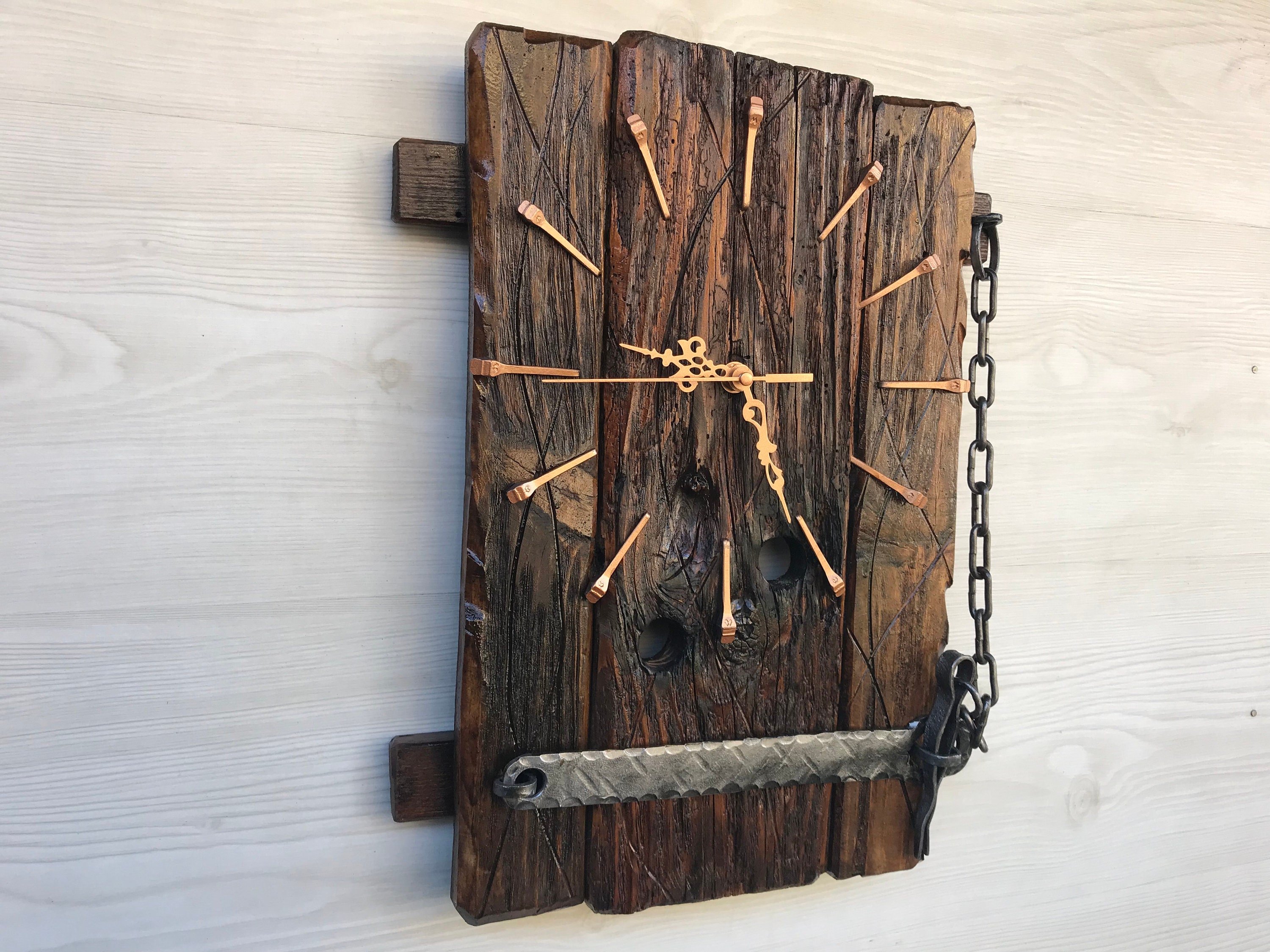 Rustic Cottage Wall Wood Clock. Handmade Clock, Vintage Wall Clock ...