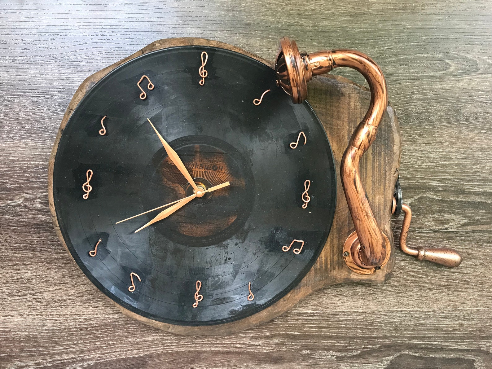 Handmade Wall Clock From Upcycled Turntable and Forged Music - Etsy