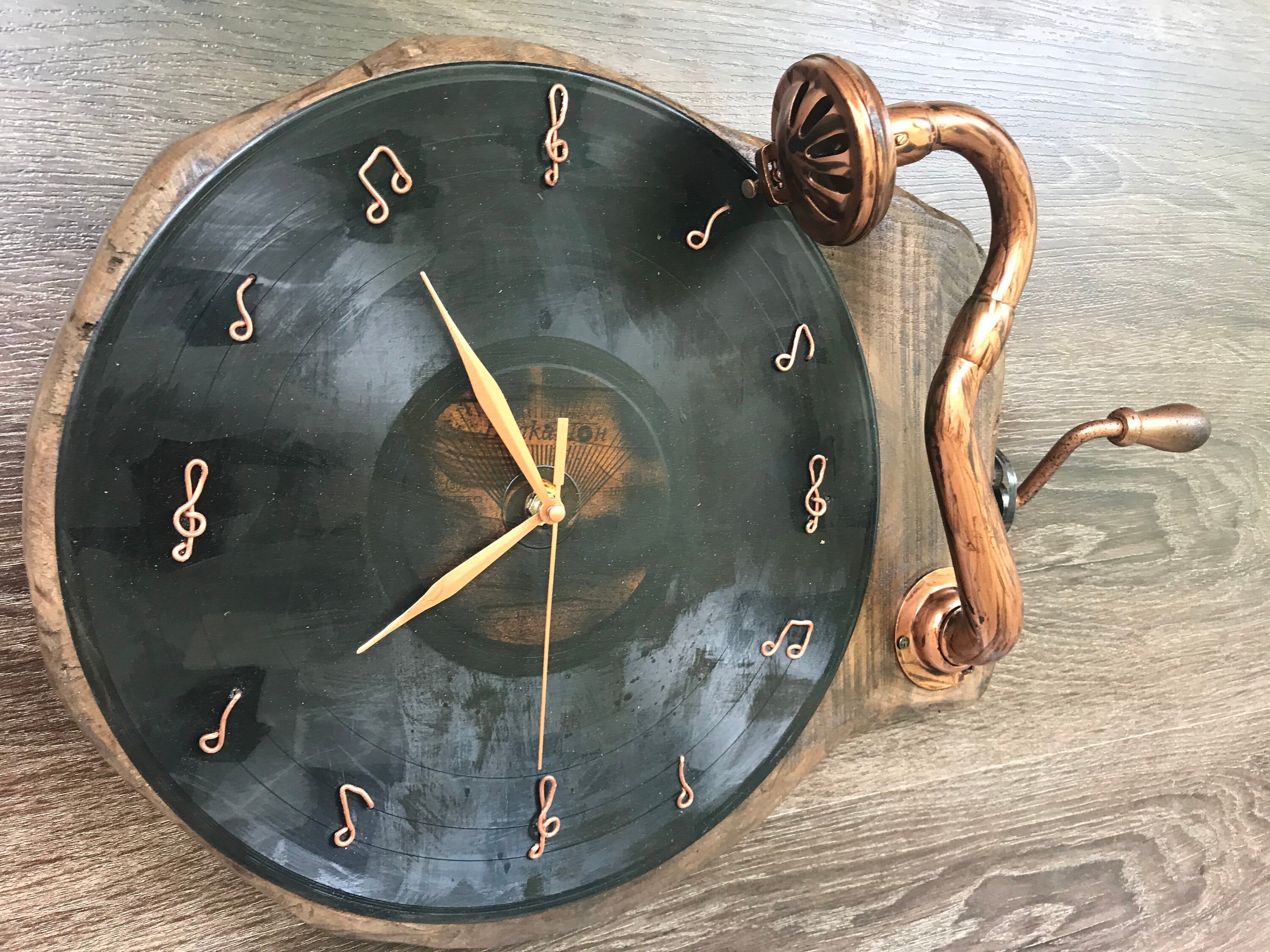 Handmade Wall Clock From Upcycled Turntable and Forged Music - Etsy
