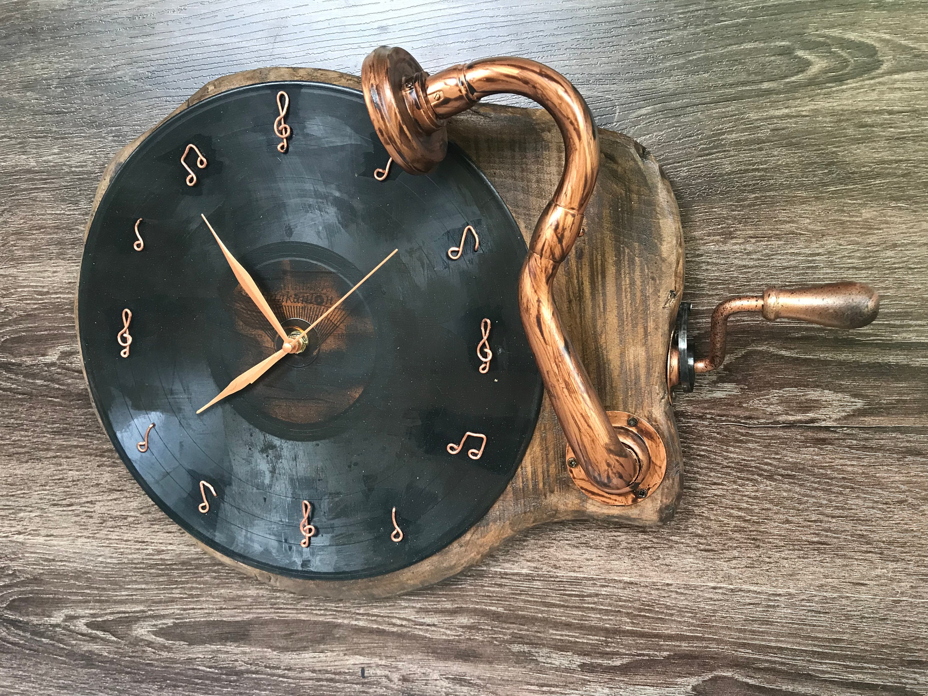 Handmade Wall Clock From Upcycled Turntable and Forged Music - Etsy