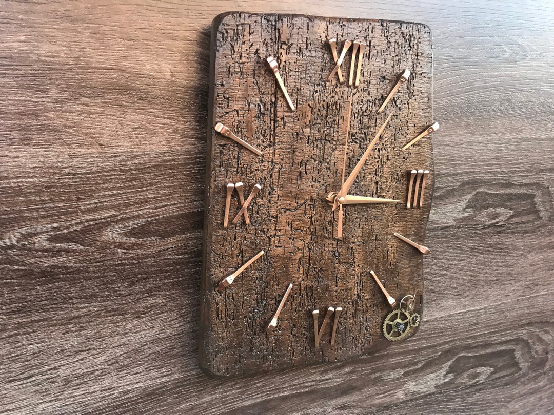 Handmade Wood Clock, Rustic Wood Clock, Unique Clock, Modern Wood Clock ...