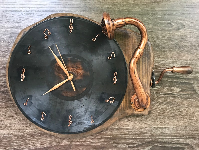 Handmade Wall Clock From Upcycled Turntable and Forged Music - Etsy