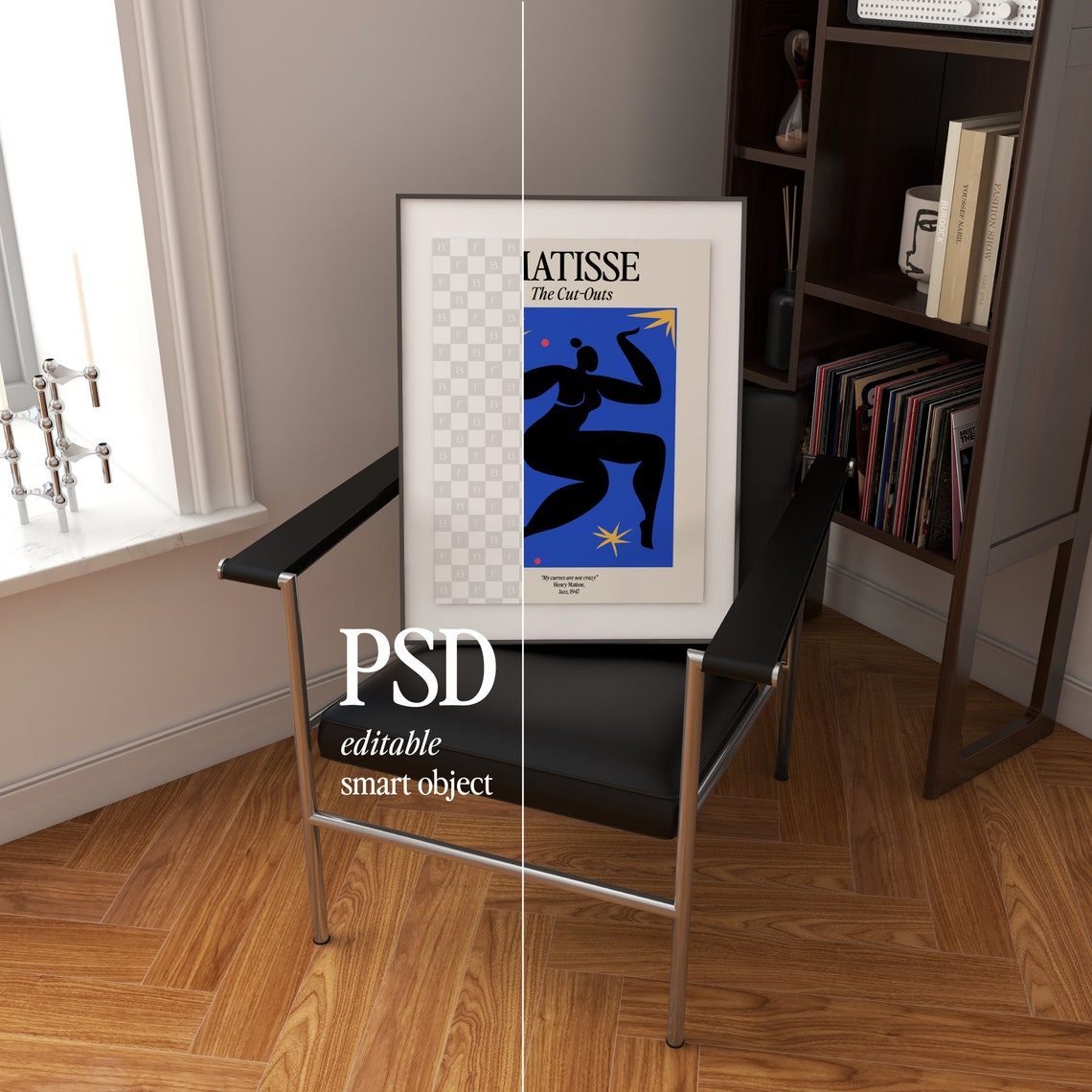 Frame on Chair Mockup Poster Mockup Living Room Interior - Etsy