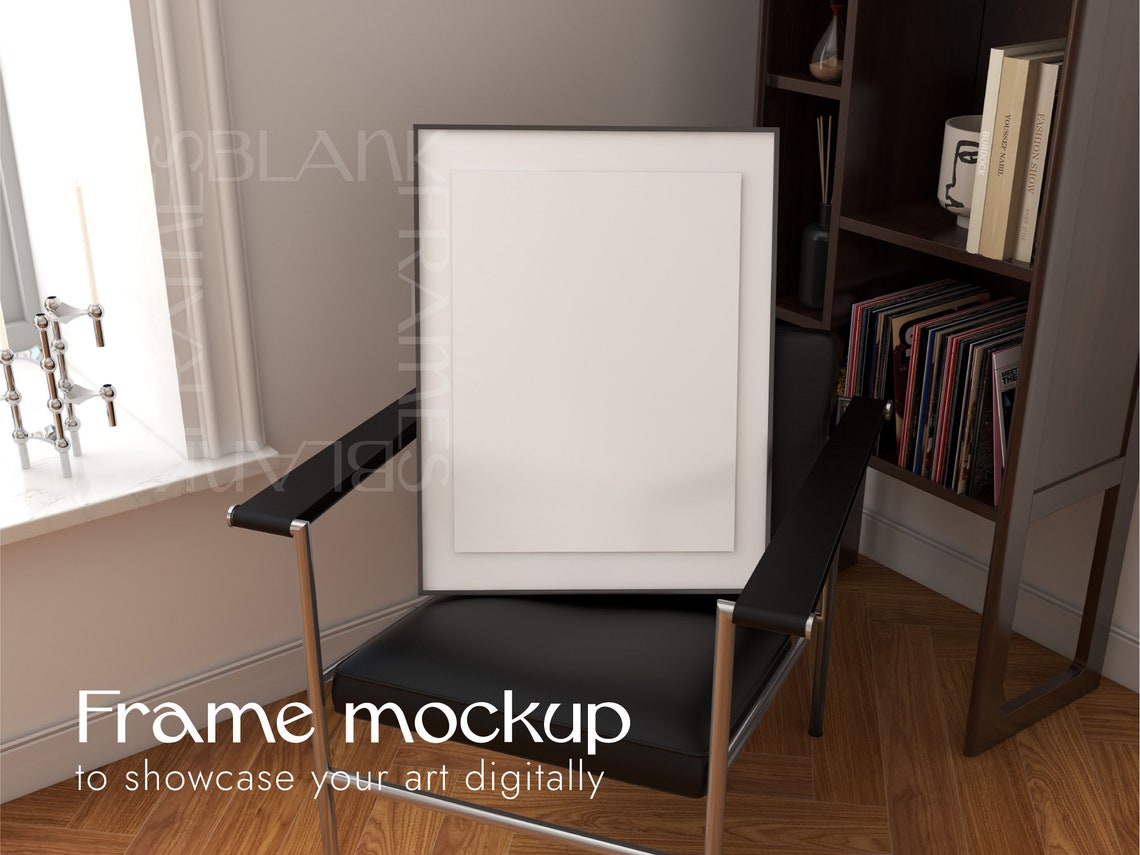 Frame on Chair Mockup Poster Mockup Living Room Interior | Etsy