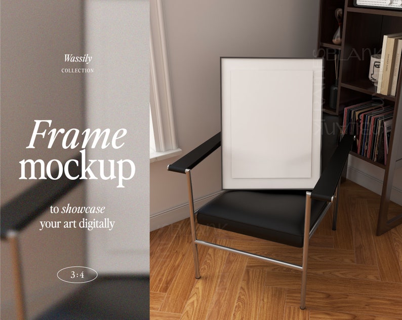 Frame on Chair Mockup Poster Mockup Living Room Interior - Etsy