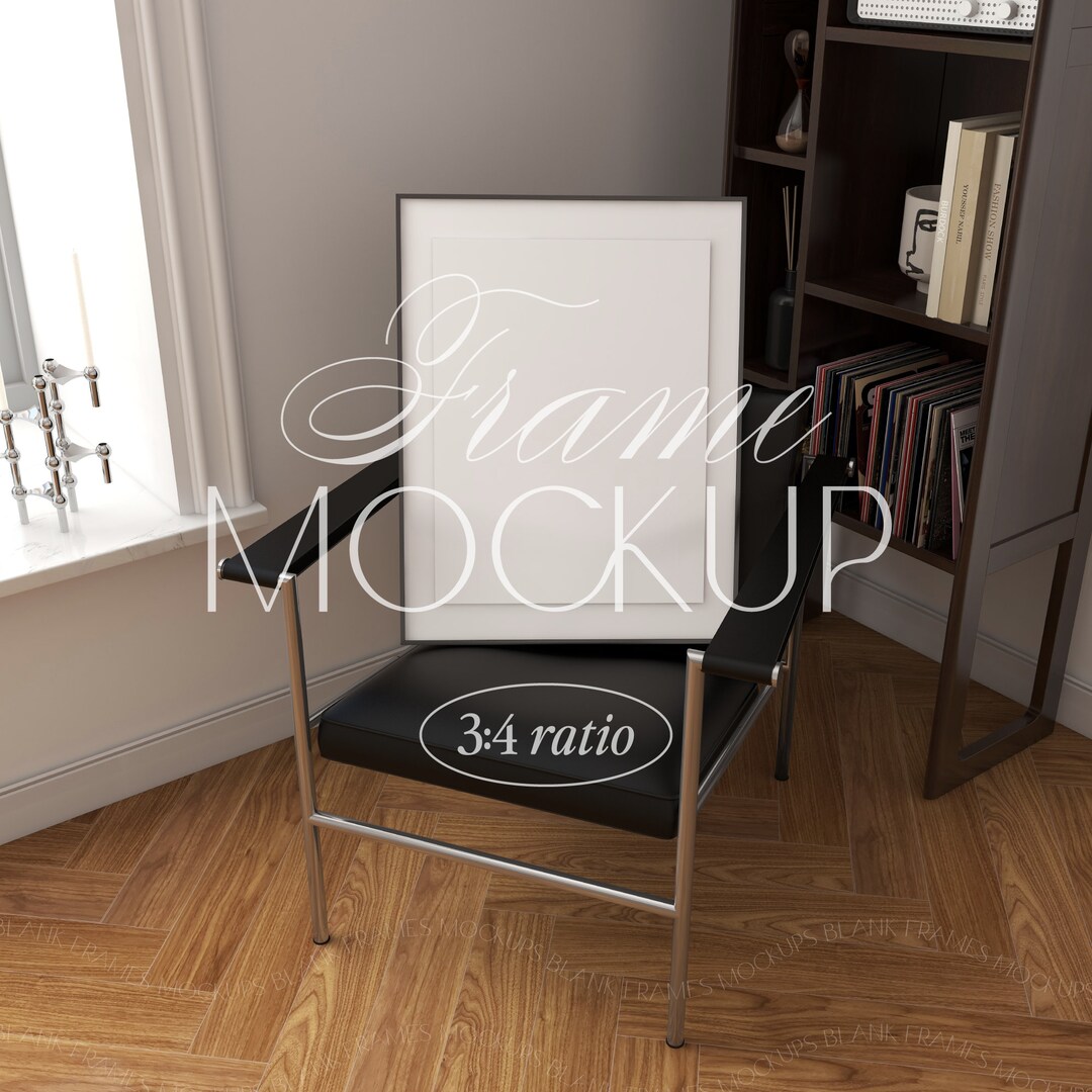 Frame on Chair Mockup, Poster Mockup, Living Room Interior Mockup ...
