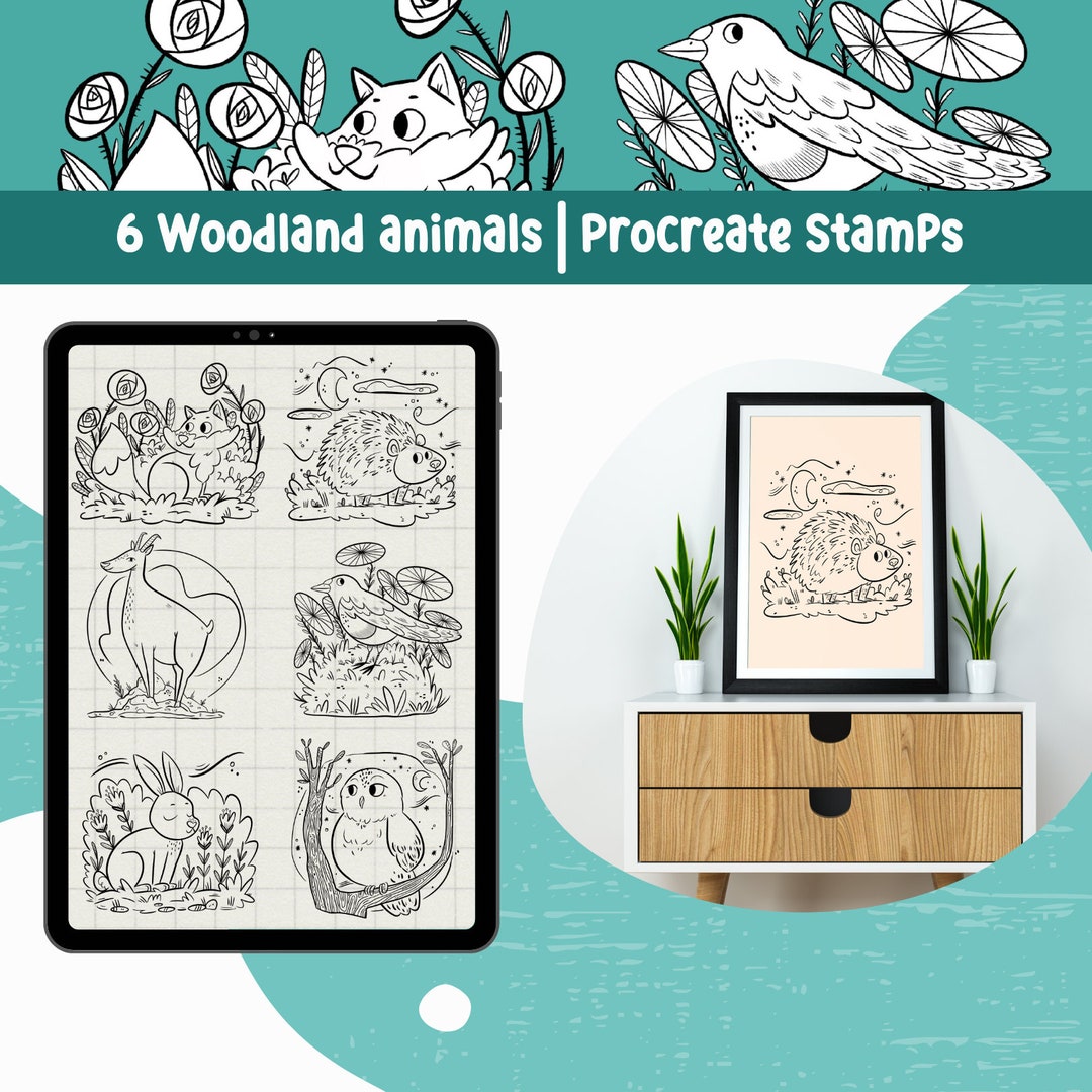 Woodland Animal Procreate Stamps: Detailed Forest Clipart (brushset) - Etsy