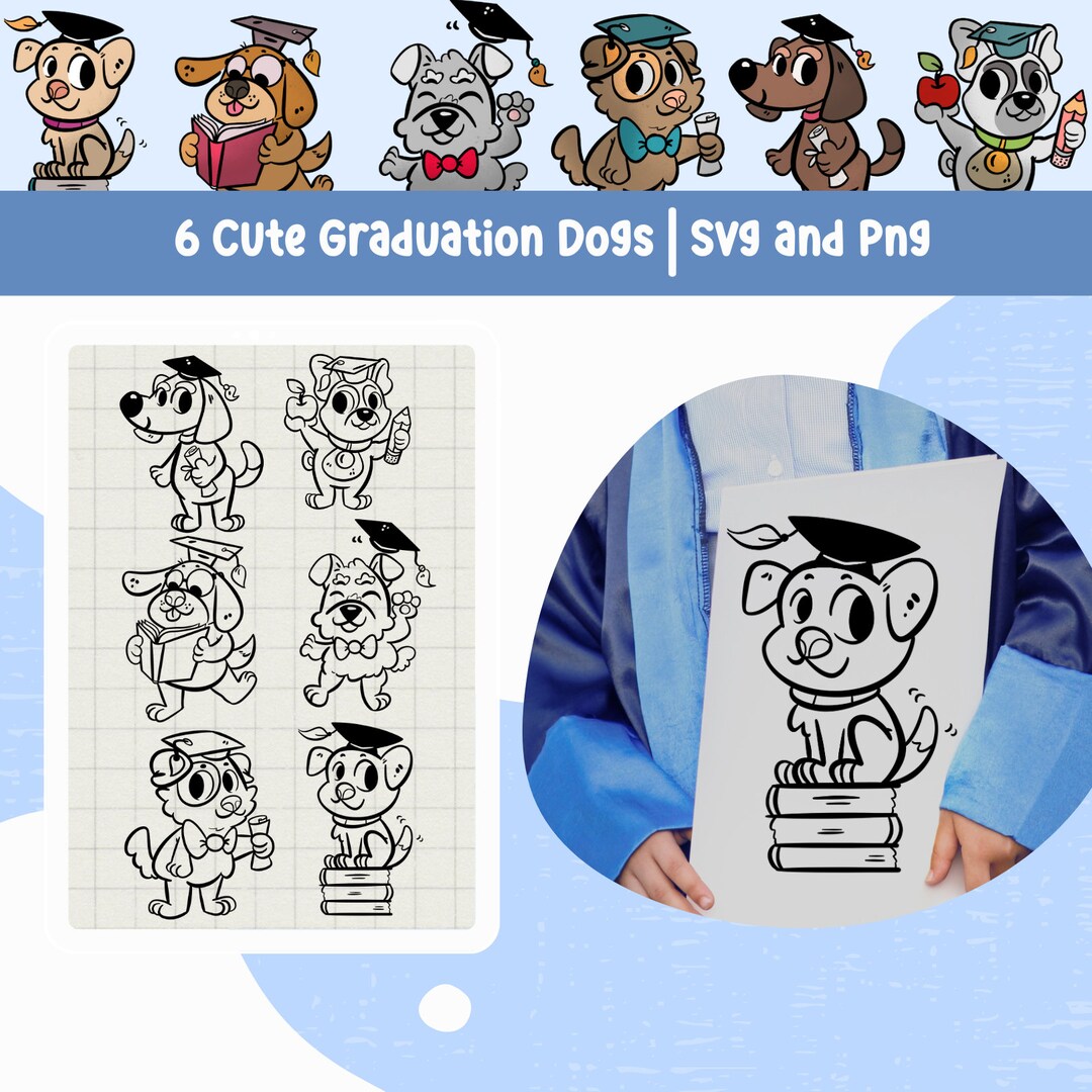 Kindergarten Graduation Dogs Svg Bundle Dog Portrait Dog PNG Svg Files ...