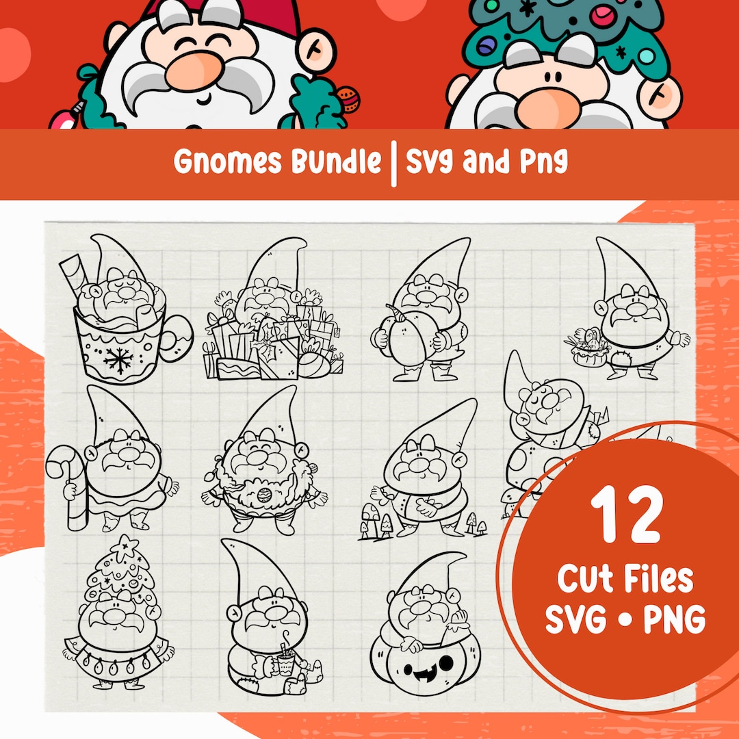 Gnome Svg Files Bundle Christmas Gnome Cute Gnome Svg Christmas Clipart ...