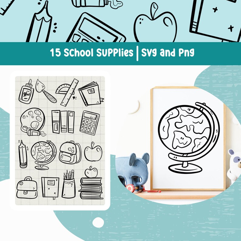 School Supplies Clipart: Teacher SVG & PNG Bundle - Etsy
