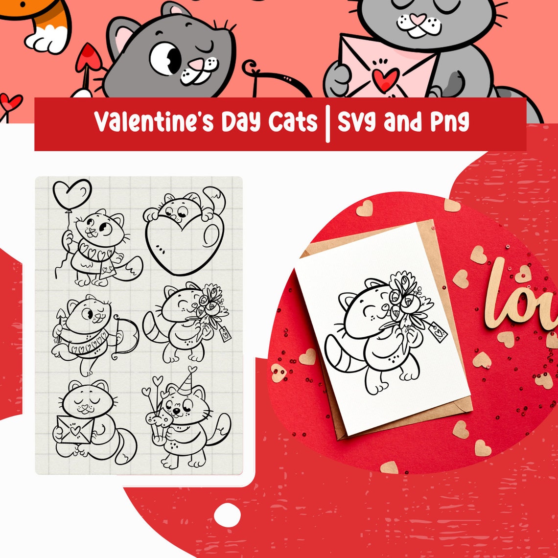 Cat Valentine Svg Cats Svg Valentines Day Svg Cat - Etsy