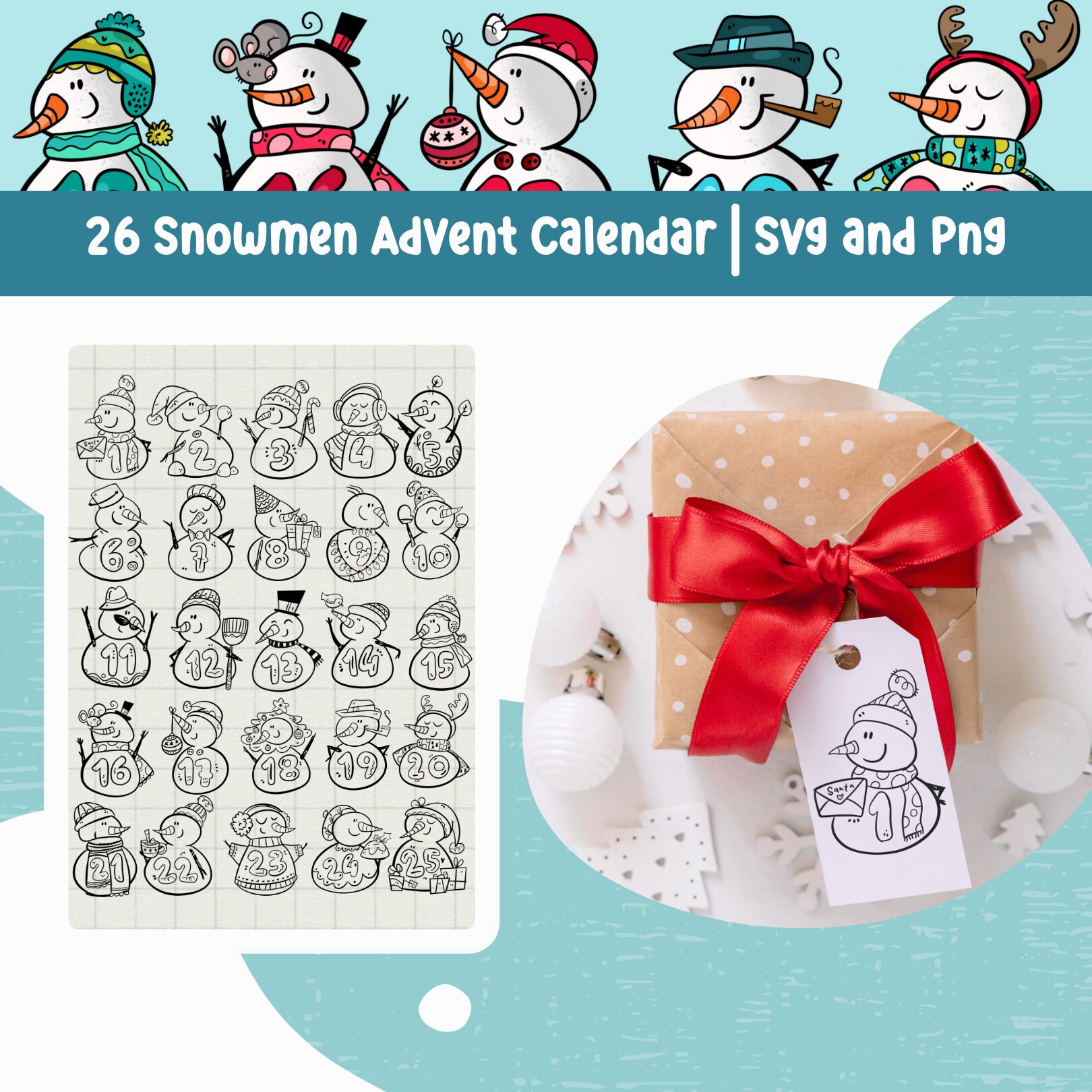 Christmas Advent Calendar Snowman Svg Snowman Face Svg Christmas Svg ...