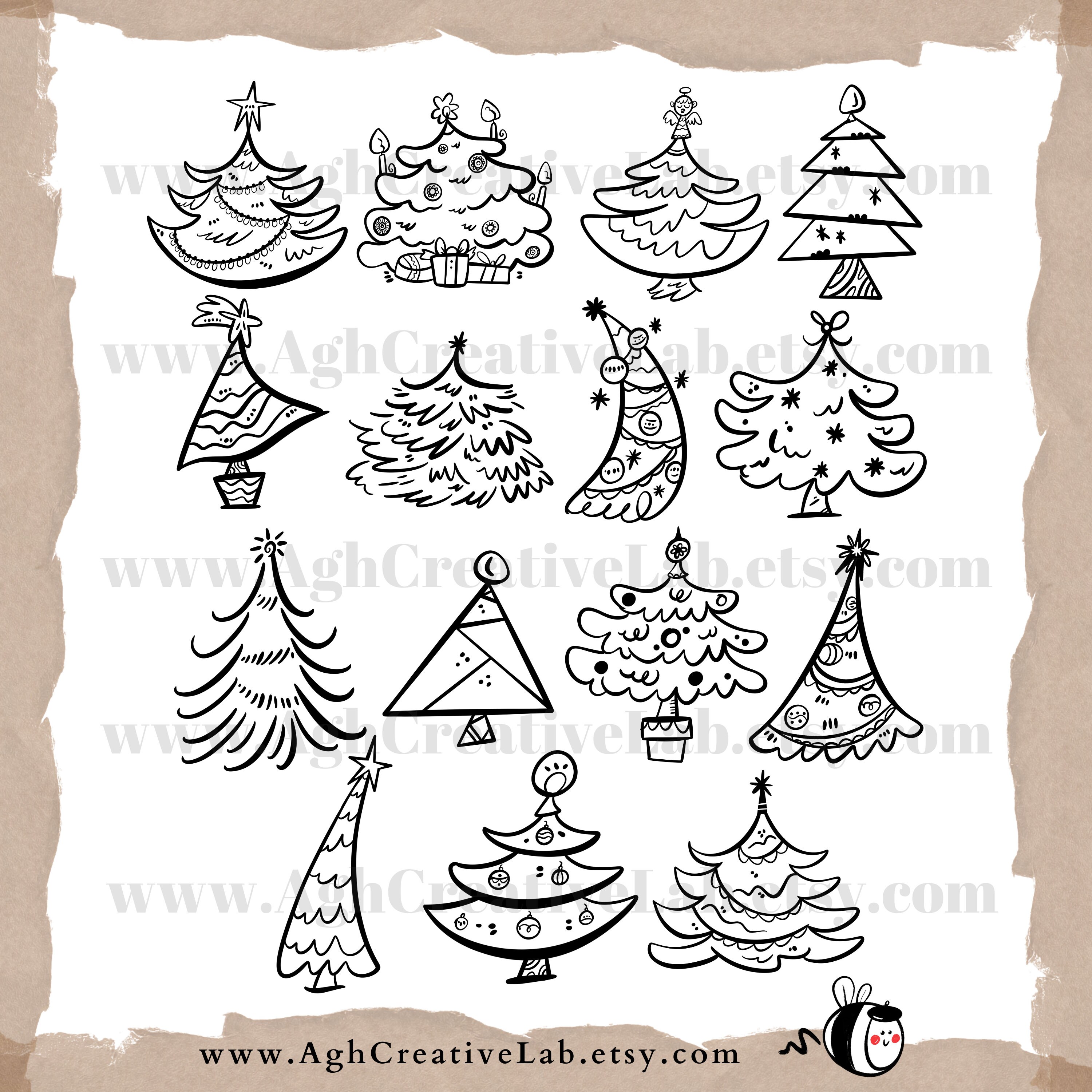 Procreate Stamps Christmas Tree Procreate Brushes Tree Silhouette ...